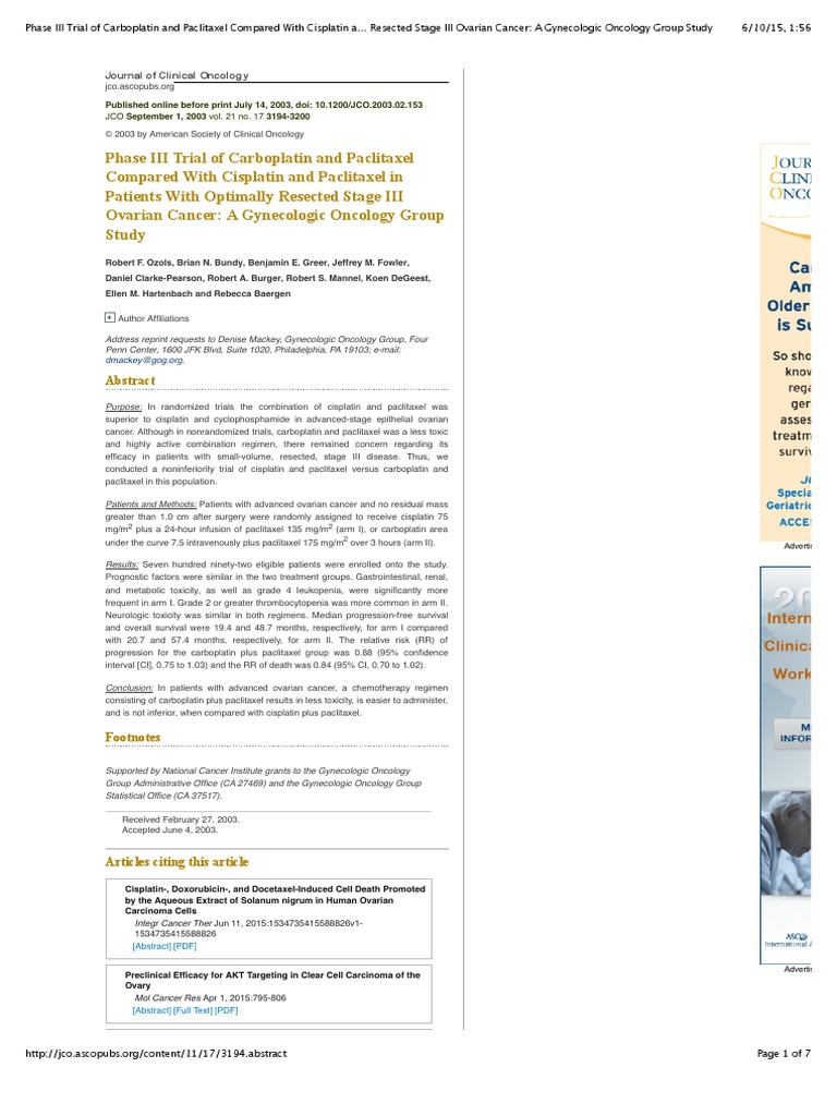 O Cyst | PDF | Ovarian Cancer | Chemotherapy