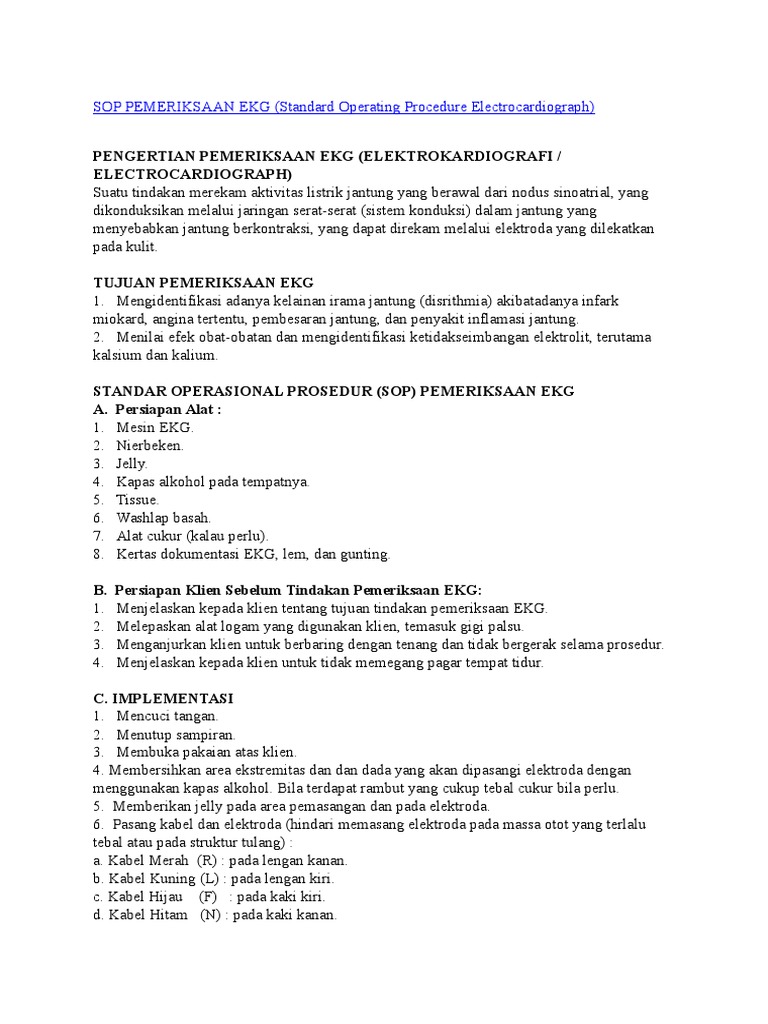 Sop Pemeriksaan Ekg | PDF