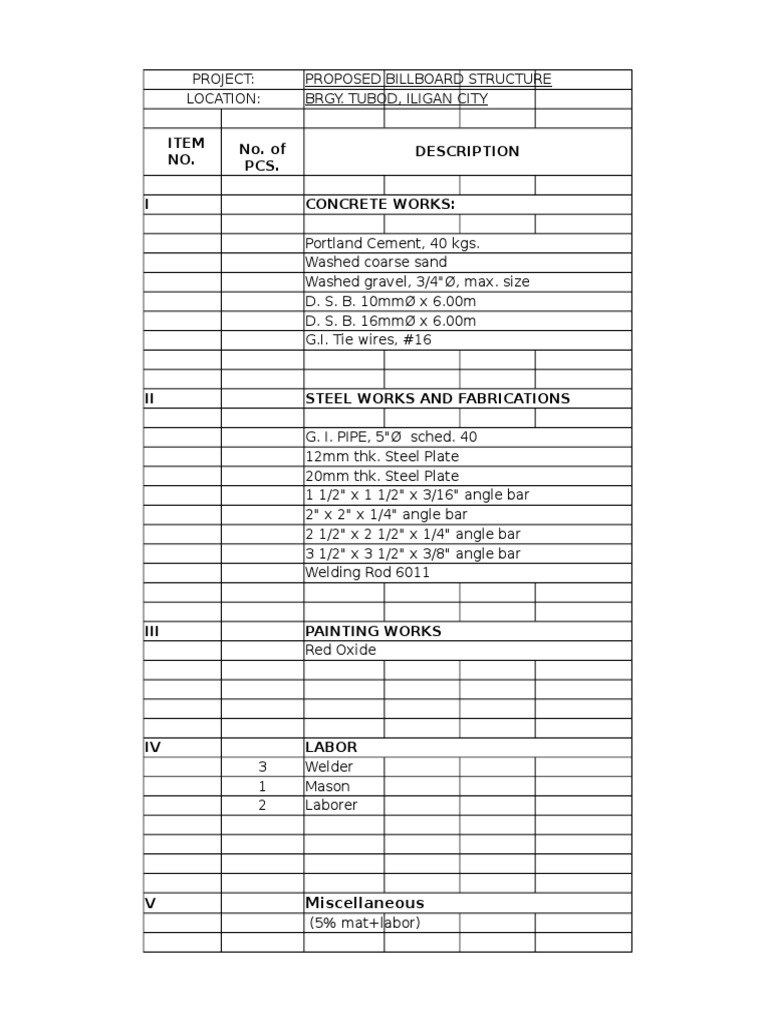 1) Billboard Cost Estimate | PDF