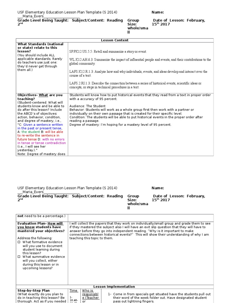 Decribing Connections Between Historical Events | PDF | Lesson Plan ...