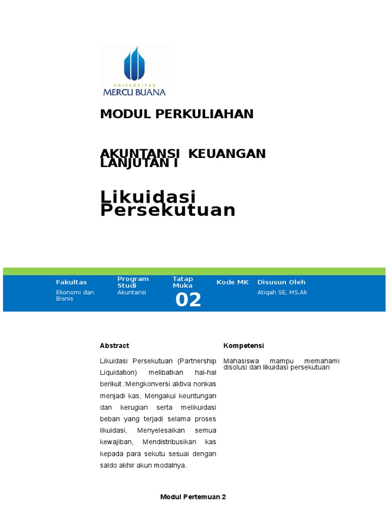 Modul Akuntansi Keuangan Lanjutan I (TM2) | PDF
