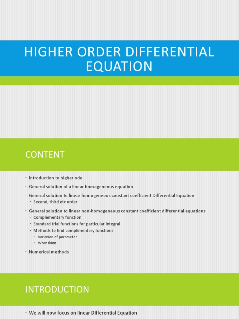 Lecture 5 - Higher Order Differential Equation PDF | PDF | Ordinary Differential Equation ...