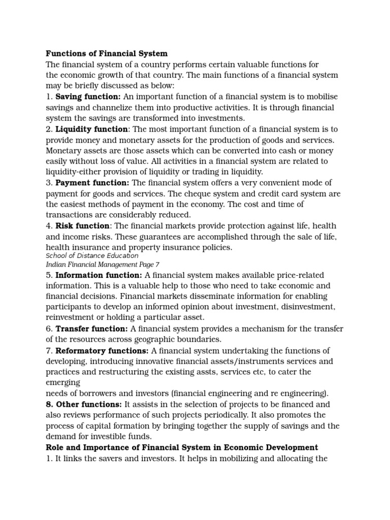 Functions of Financial System | PDF | Saving | Financial System