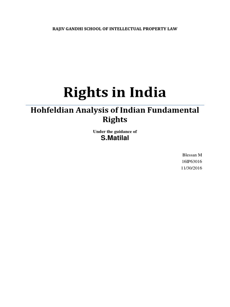 Hohfeldian Analysis of Indian Rights | PDF | Justice | Crime & Violence