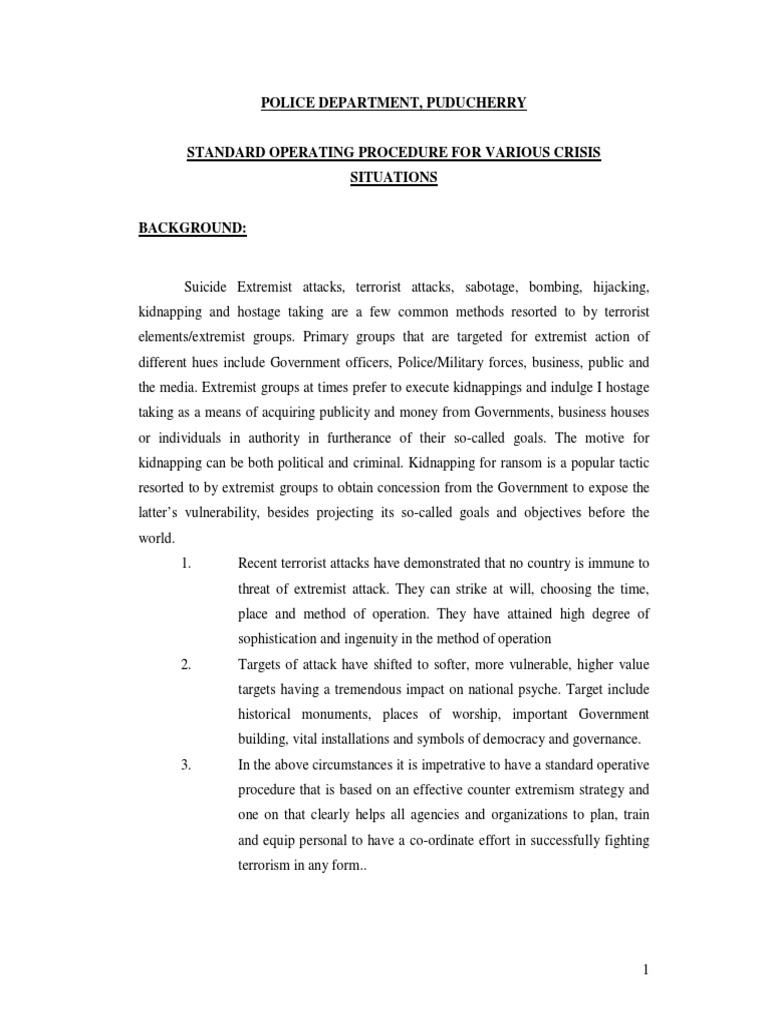 SOP Police by SSP Ci | PDF | Emergency Management | Police