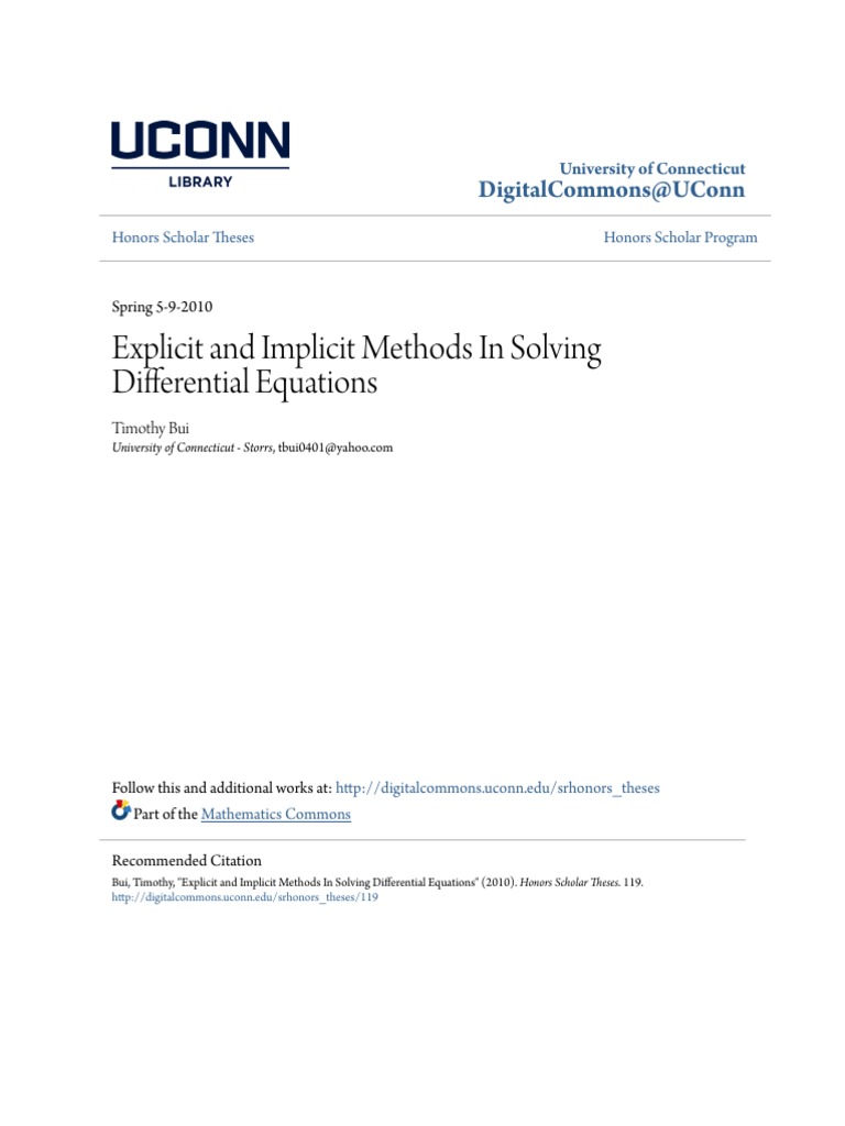 Explicit and Implicit Methods in Solving Differential Equations | PDF | Numerical Analysis ...