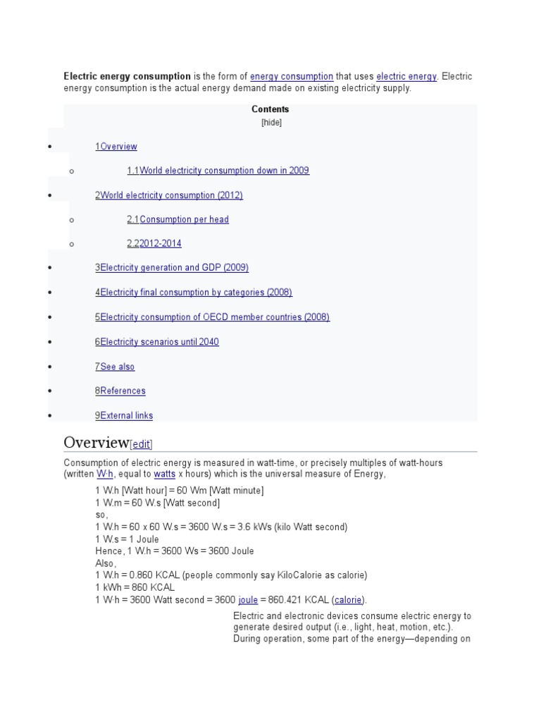 Electric Energy Consumption | PDF | Electric Energy Consumption ...