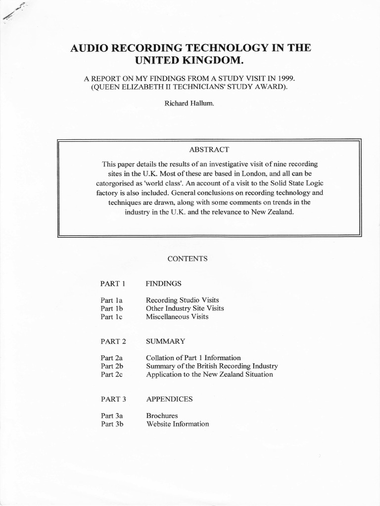 Audio Recording Technology in The UK | PDF | Sound Technology | Recording