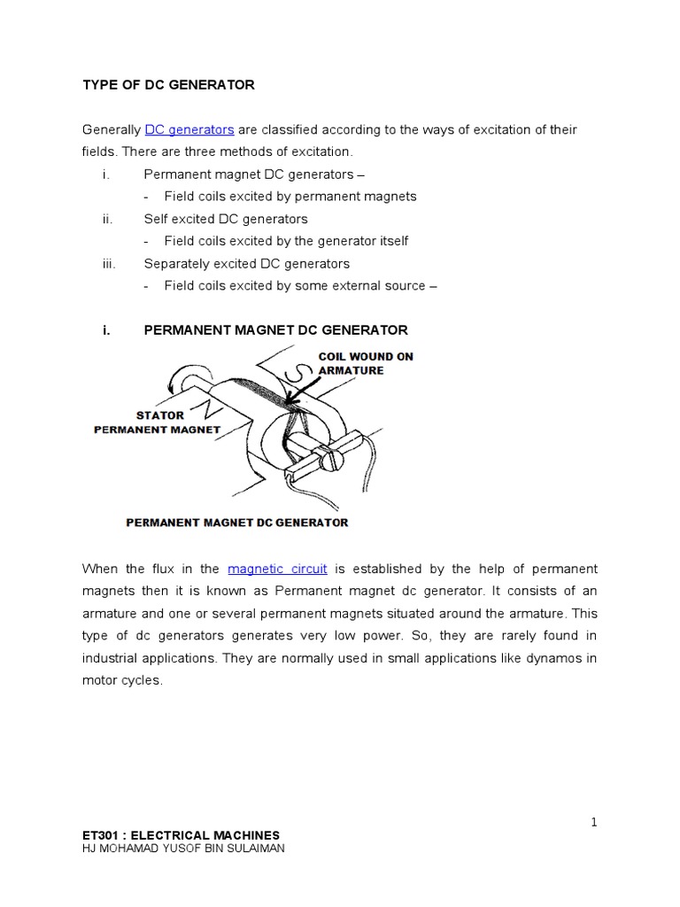 DC Generator Types Explained | PDF | Electric Generator | Electric Current