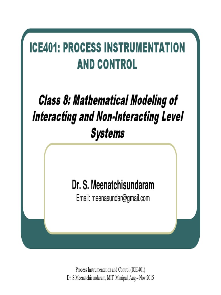 Class 8 - Mathematical Modeling of Interacting and Non-Interacting Level Systems | PDF ...