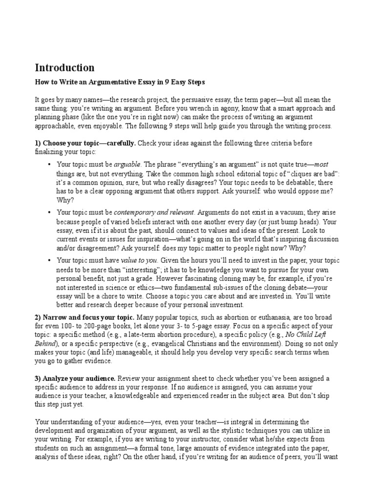 How To Write An Argumentative Essay in 9 Easy Steps | PDF | Essays ...
