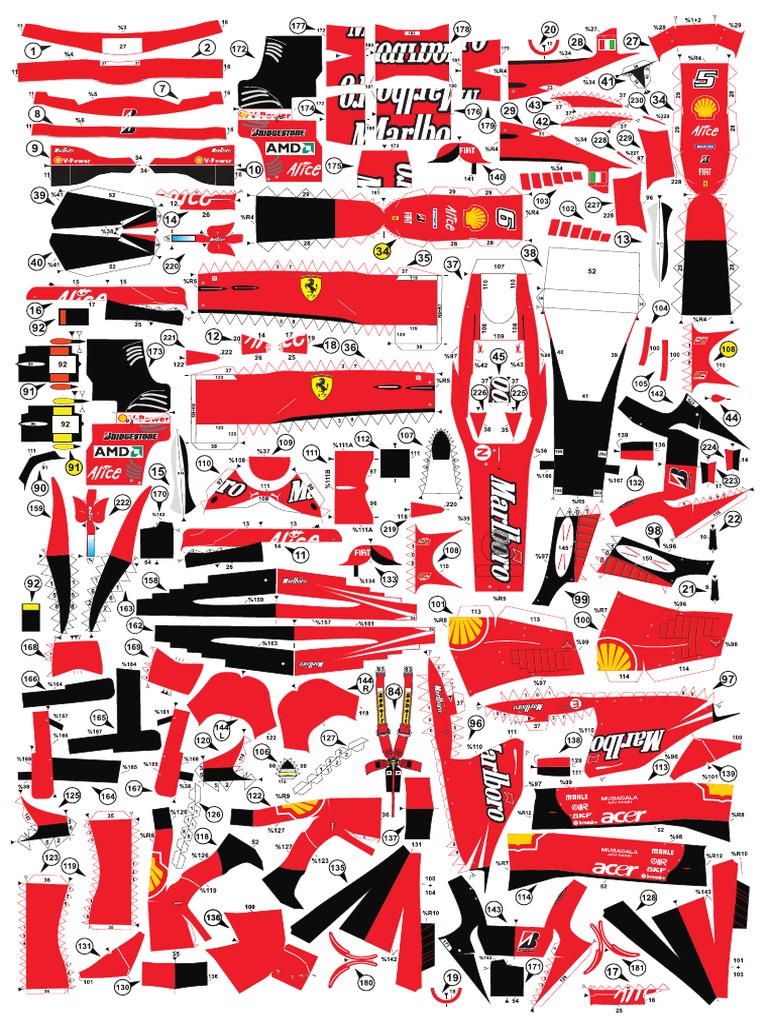 F1 Paper Model - Ferrari F2007 Paper Car PDF | PDF | Racing Formulas ...