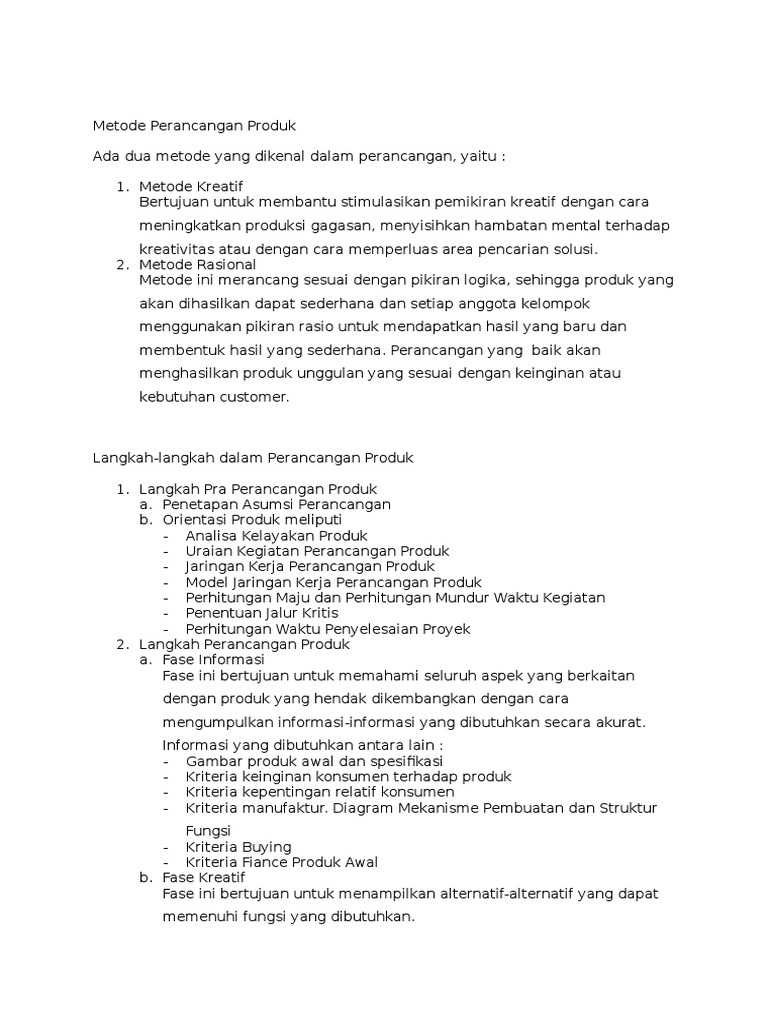 Metode Perancangan Produk | PDF | Bisnis