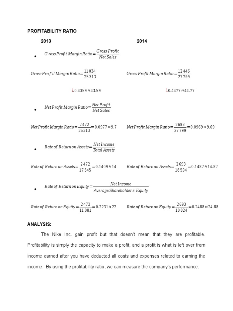 Profitability Ratios With Analysis | PDF | Profit (Accounting) | Margin ...