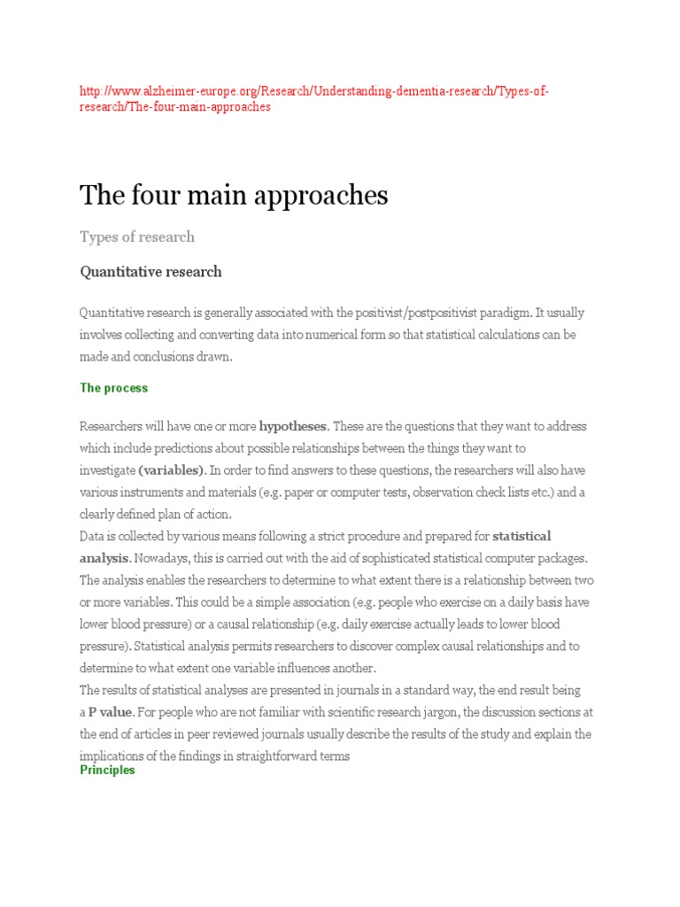 The Four Main Approaches | Download Free PDF | Positivism | Scientific ...