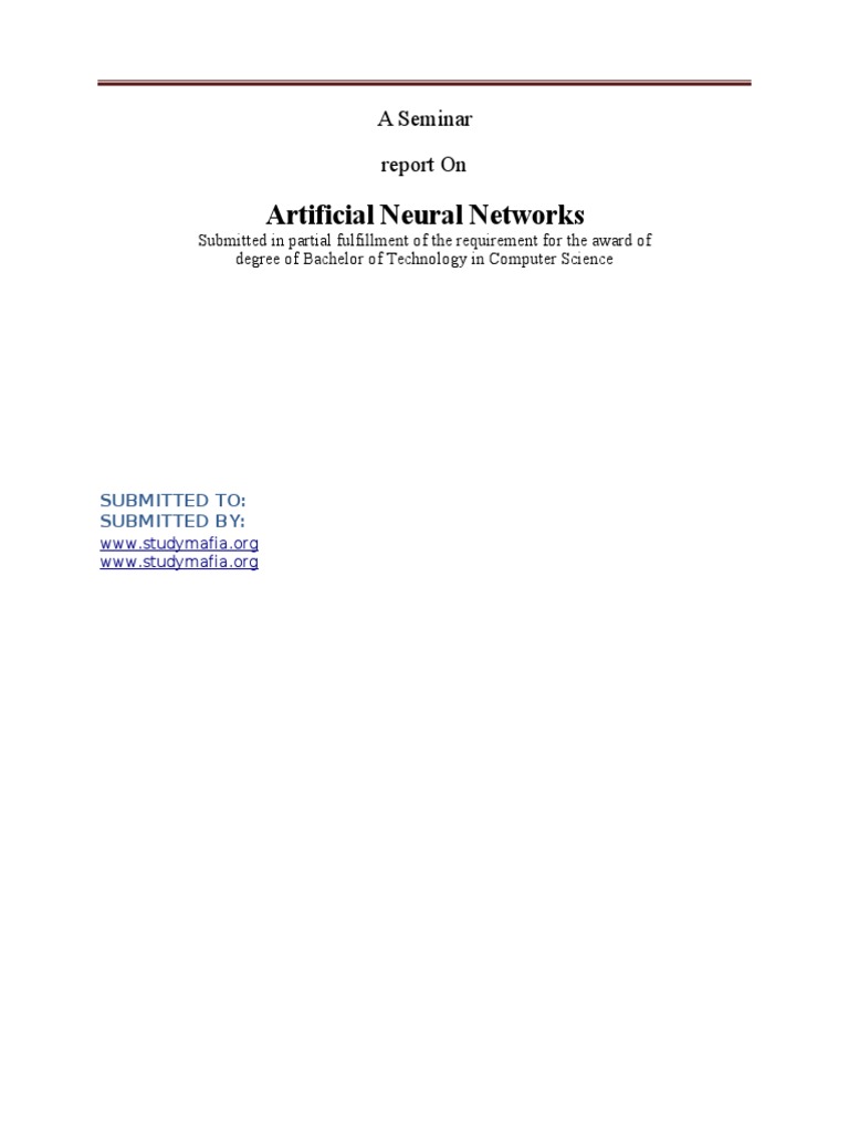 CSE Artificial Neural Networks Report | PDF | Artificial Neural Network | Neuron