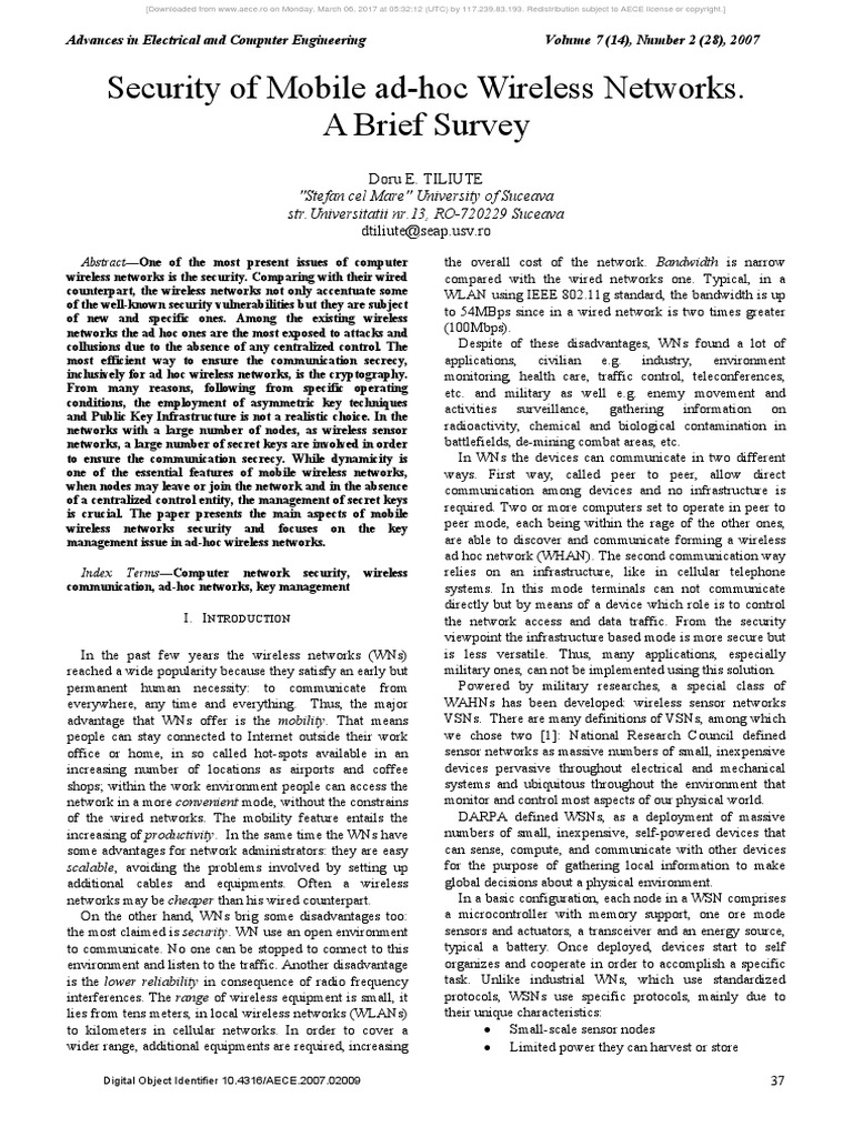 Security in Adhoc Networks | PDF | Public Key Cryptography | Wireless Lan