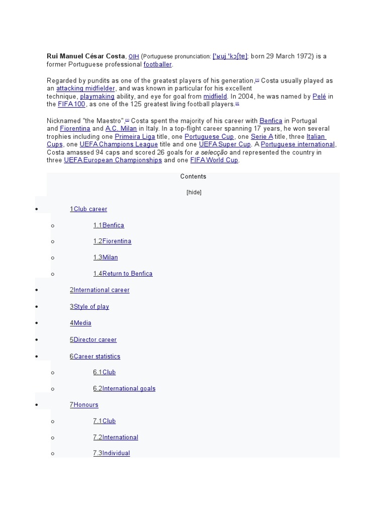 Rui Manuel César Costa,: Portuguese Pronunciation | PDF | Association ...