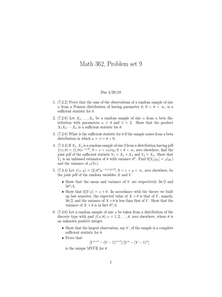 Advanced Statistics Problem Set | PDF