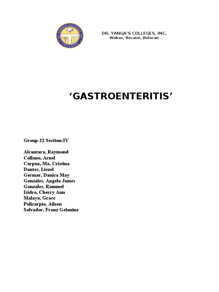 Gastroenteritis Case Study Analysis | PDF | Digestion | Human Digestive ...