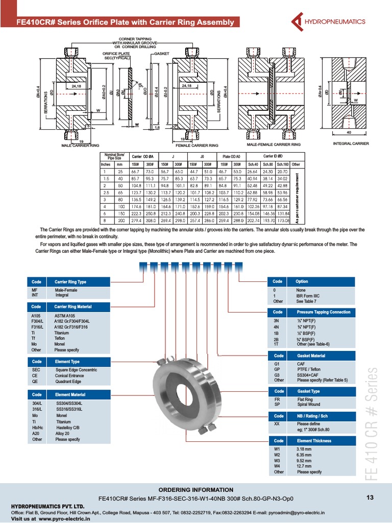 Orifice Plate With Carrier Ring Assembly PDF | PDF | Pipe (Fluid ...