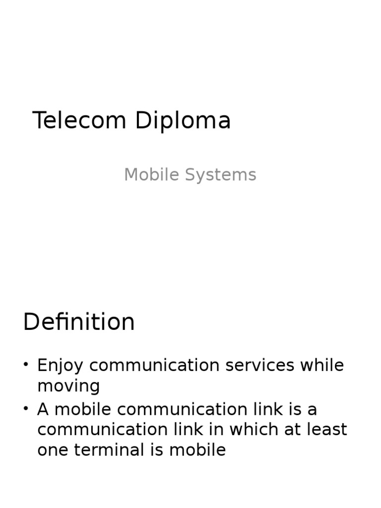 Telecom Diploma: Mobile Systems | PDF | Cellular Network | General ...