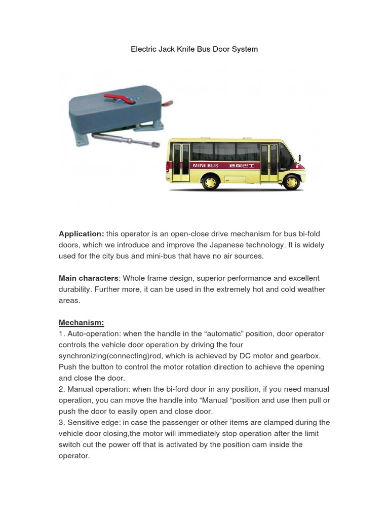 Electric Jack Knife Bus Door System (EB100) | PDF