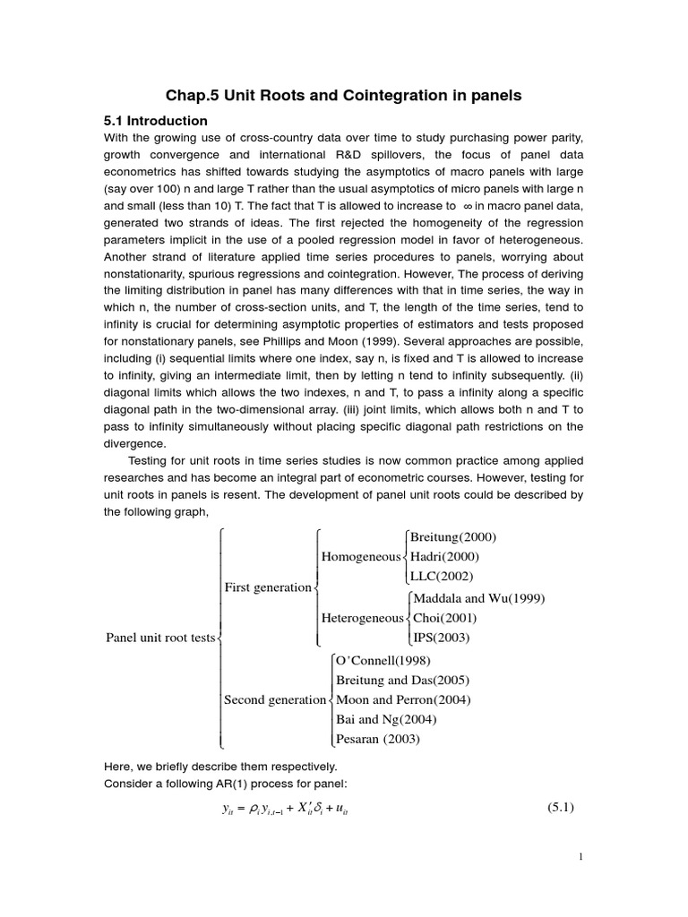 CH5 Unit Roots and Cointegration in Panels | PDF | Errors And Residuals | Fixed Effects Model