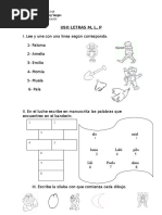PRUEBA LETRAS T, D, N - 1° Basico | PDF