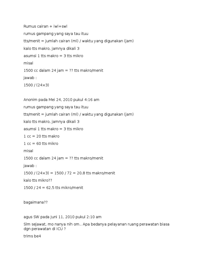 Rumus Cairan + Iwl + SWL | PDF