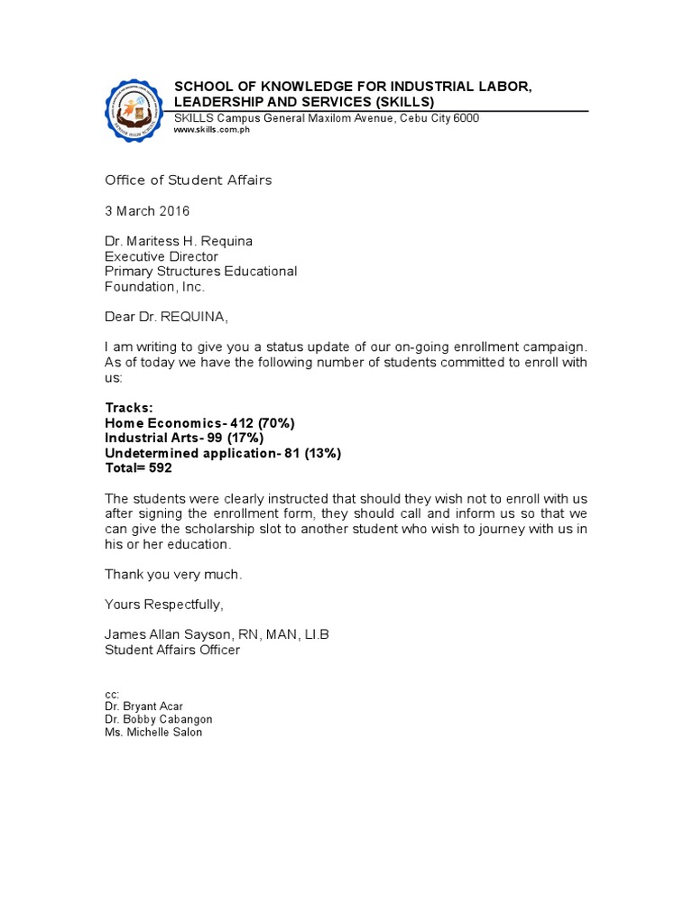 Enrollment Letter | PDF