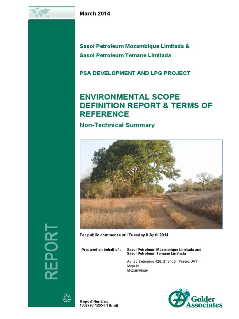Non-Technical Summary Environmental Scope Defination Report and Terms ...