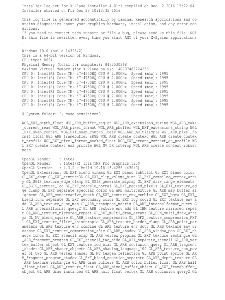 X-Plane Installer Log | PDF | Installation (Computer Programs) | Computer File