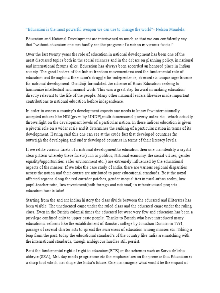 Education Impacts All Facets of National Development | PDF | Well Being ...