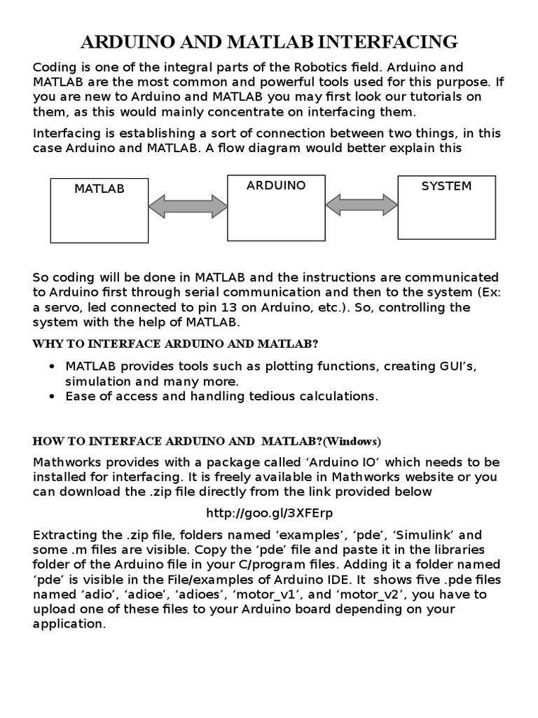 Arduino And Matlab Interfacing Pdf Matlab Arduino