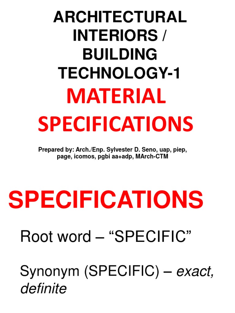 Building Technology Material Specifications | PDF | Specification ...