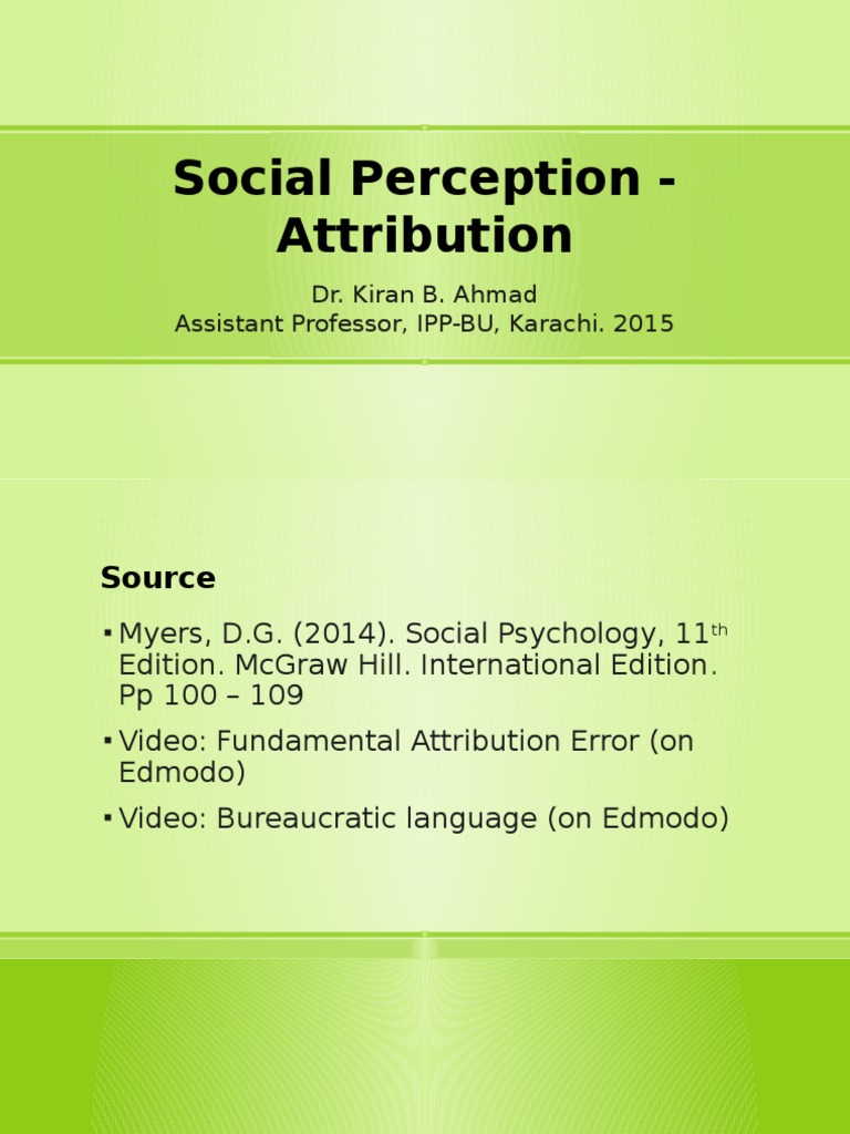 4 Social Perception Attribution | PDF