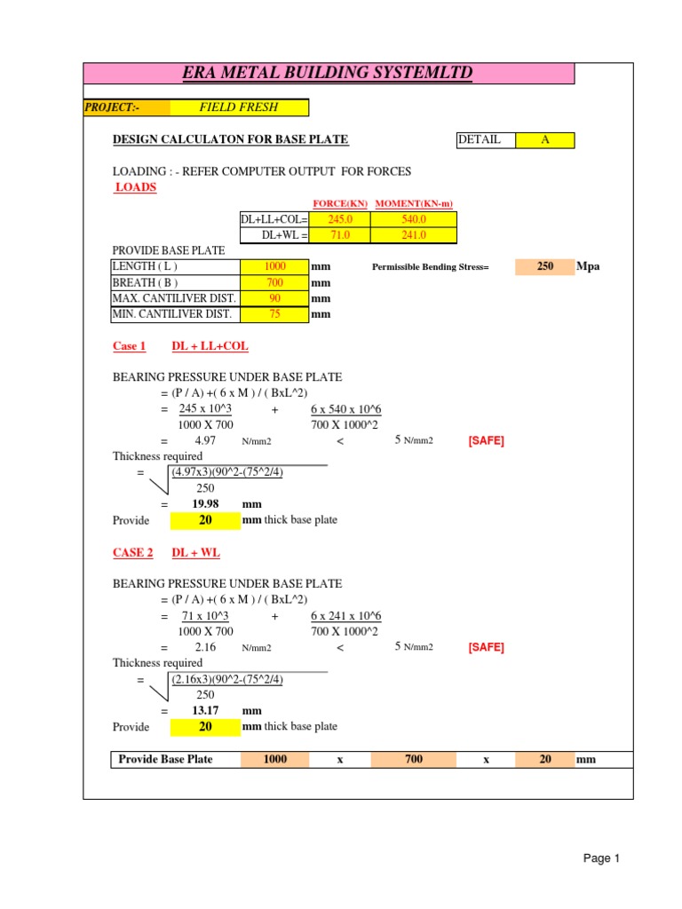Base Plate Design Calculation Guide | PDF