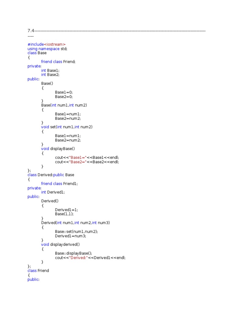 #Include Using Namespace Class Friend Class Private Int Int Public | PDF | C++ | Computer ...