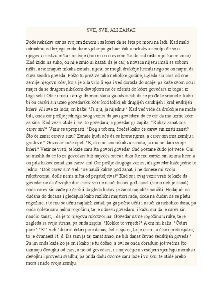 Sve, Sve, Ali Zanat | PDF