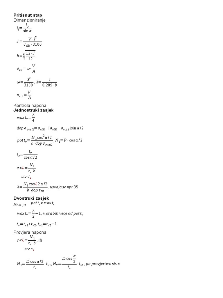 Drvene Konstrukcije, Formule | PDF