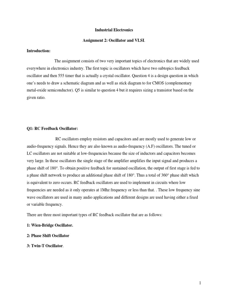 Assignment 2 Industrial PDF | PDF | Electronic Oscillator | Amplifier