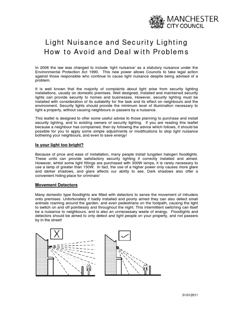 A 4 Light Pollution and Security Lighting | PDF | Lighting | Nuisance