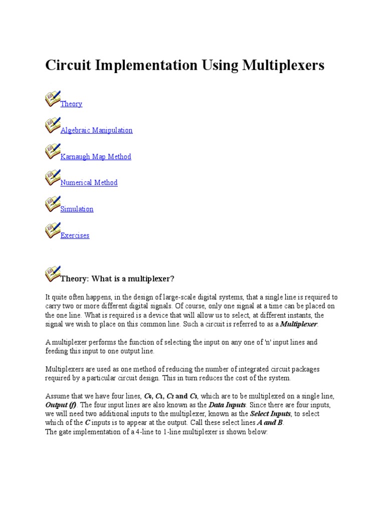 Circuit Implementation Using Multiplexers | PDF | Electronic ...