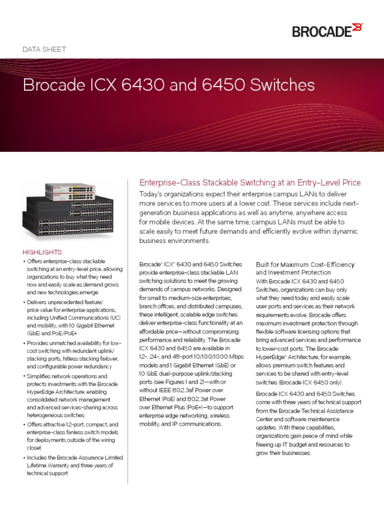 Brocade ICX 6430 and 6450 Switches: Enterprise-Class Stackable ...