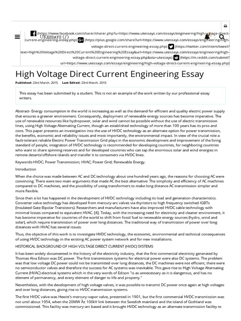 High Voltage Direct Current Engineering | PDF | High Voltage Direct ...