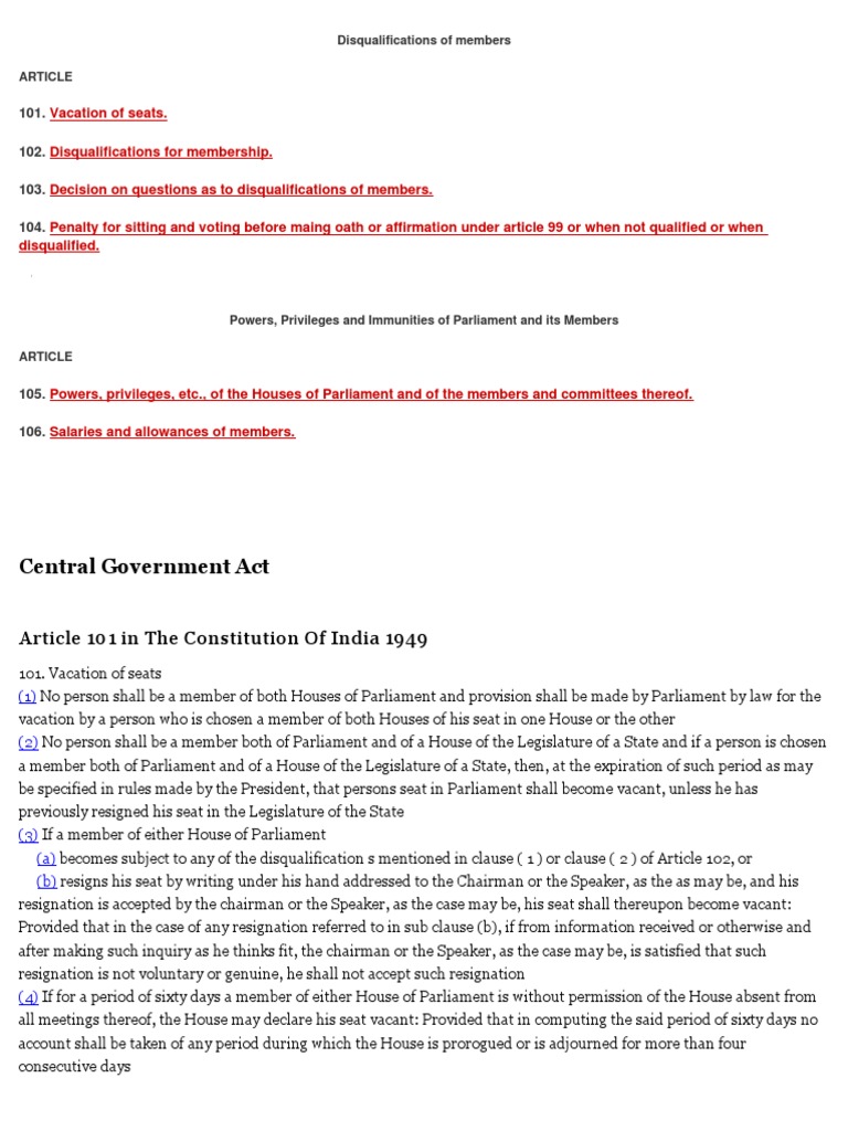 Disqualifications of Members | PDF | Sovereign Immunity | Member Of ...