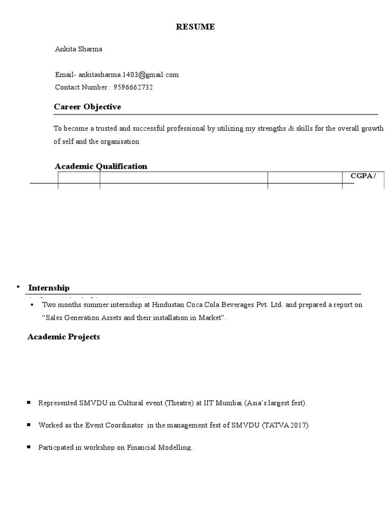 Ankita Sharma's Professional Resume | PDF