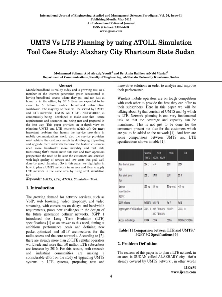 UMTS Vs LTE Planning by Using ATOLL Simulation | PDF | Lte ...