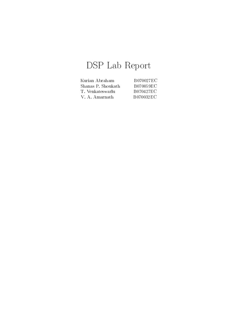 DSP Lab Report | PDF | Low Pass Filter | Systems Theory